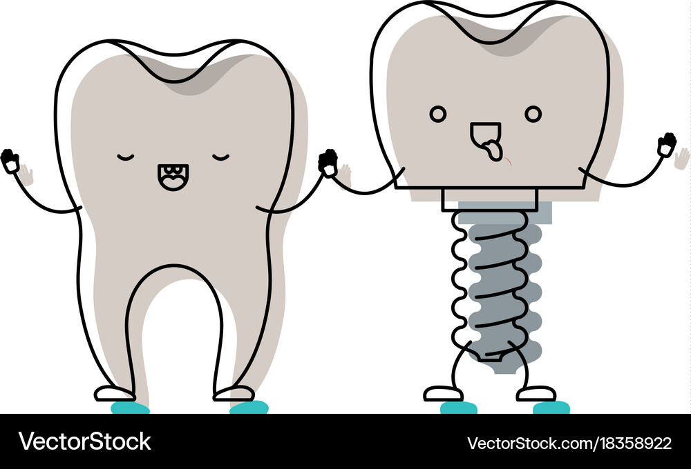 Tooth and implant with screw holding Royalty Free Vector