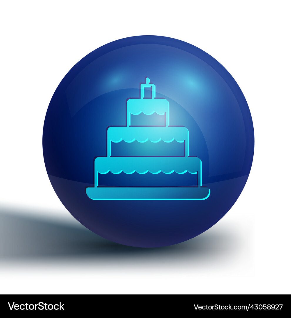 Blue wedding cake icon isolated on white Vector Image
