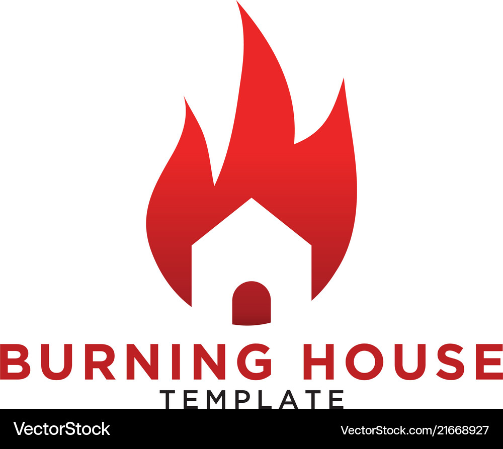 Burning house logo design template Royalty Free Vector Image