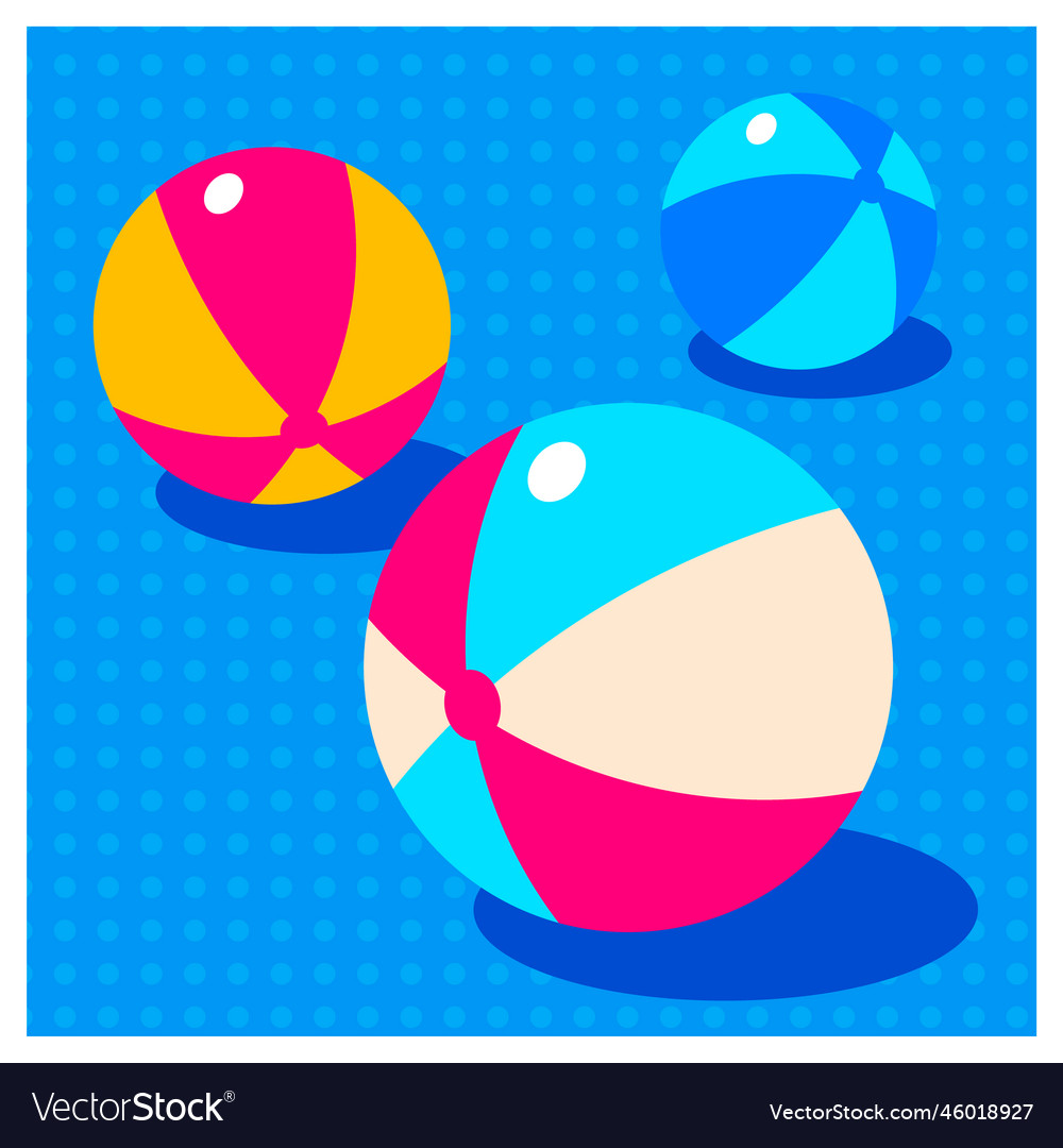 Colored beach balls blue background summer sport Vector Image
