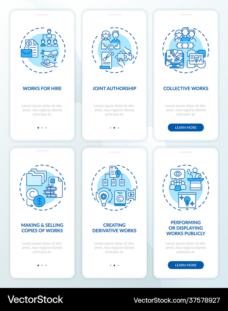 Copyright law onboarding mobile app page screen Vector Image