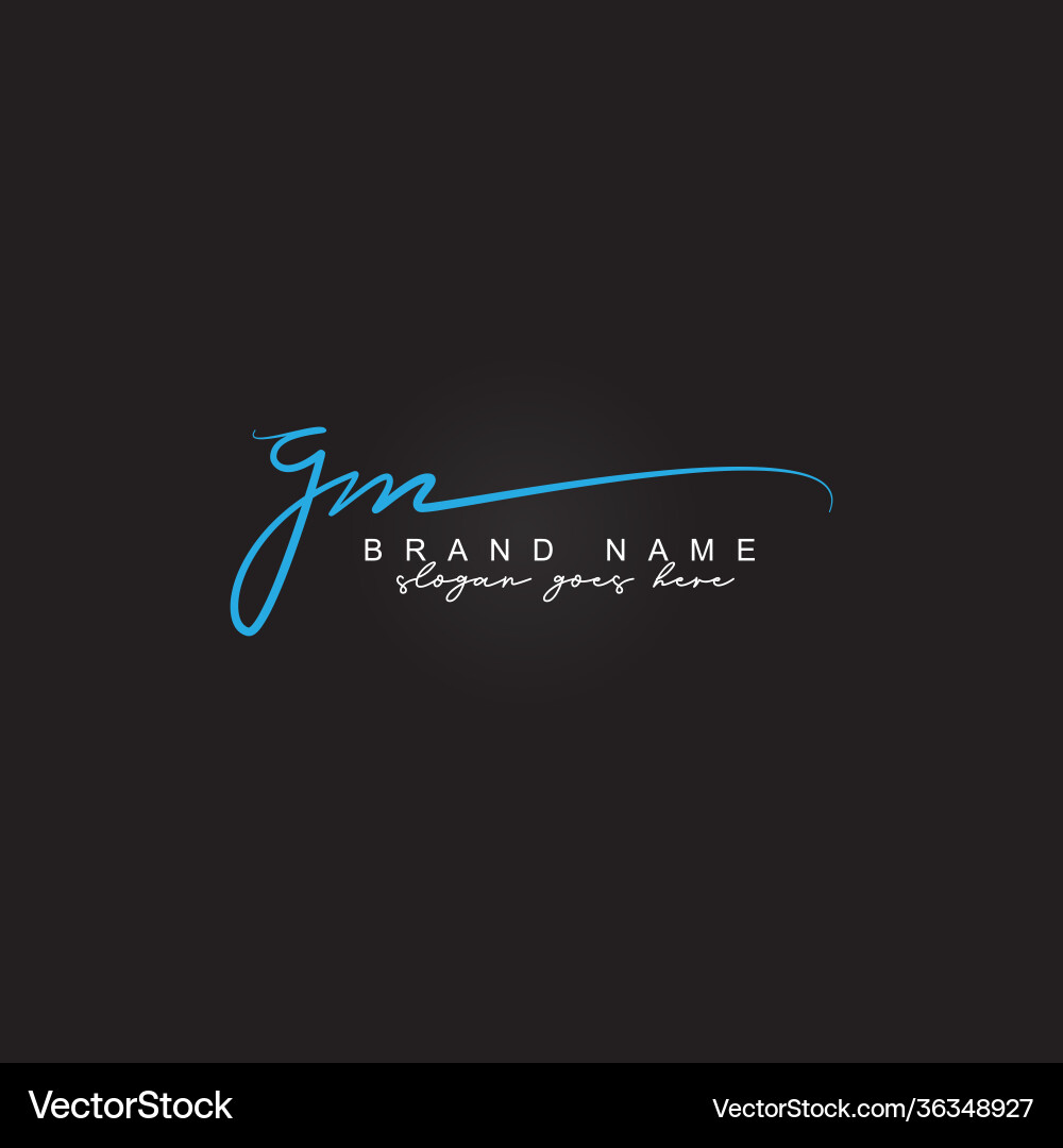 Gm initial letter logo - handwritten signature Vector Image