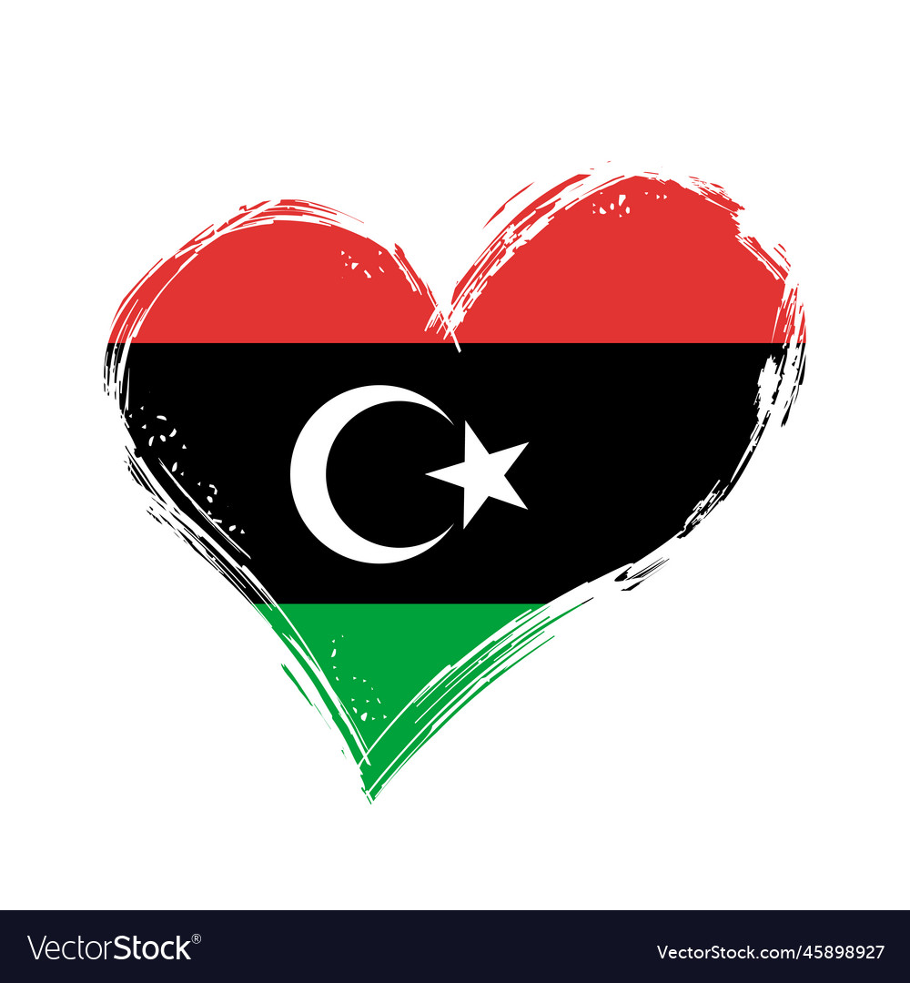 Libyan flag heart-shaped grunge background Vector Image