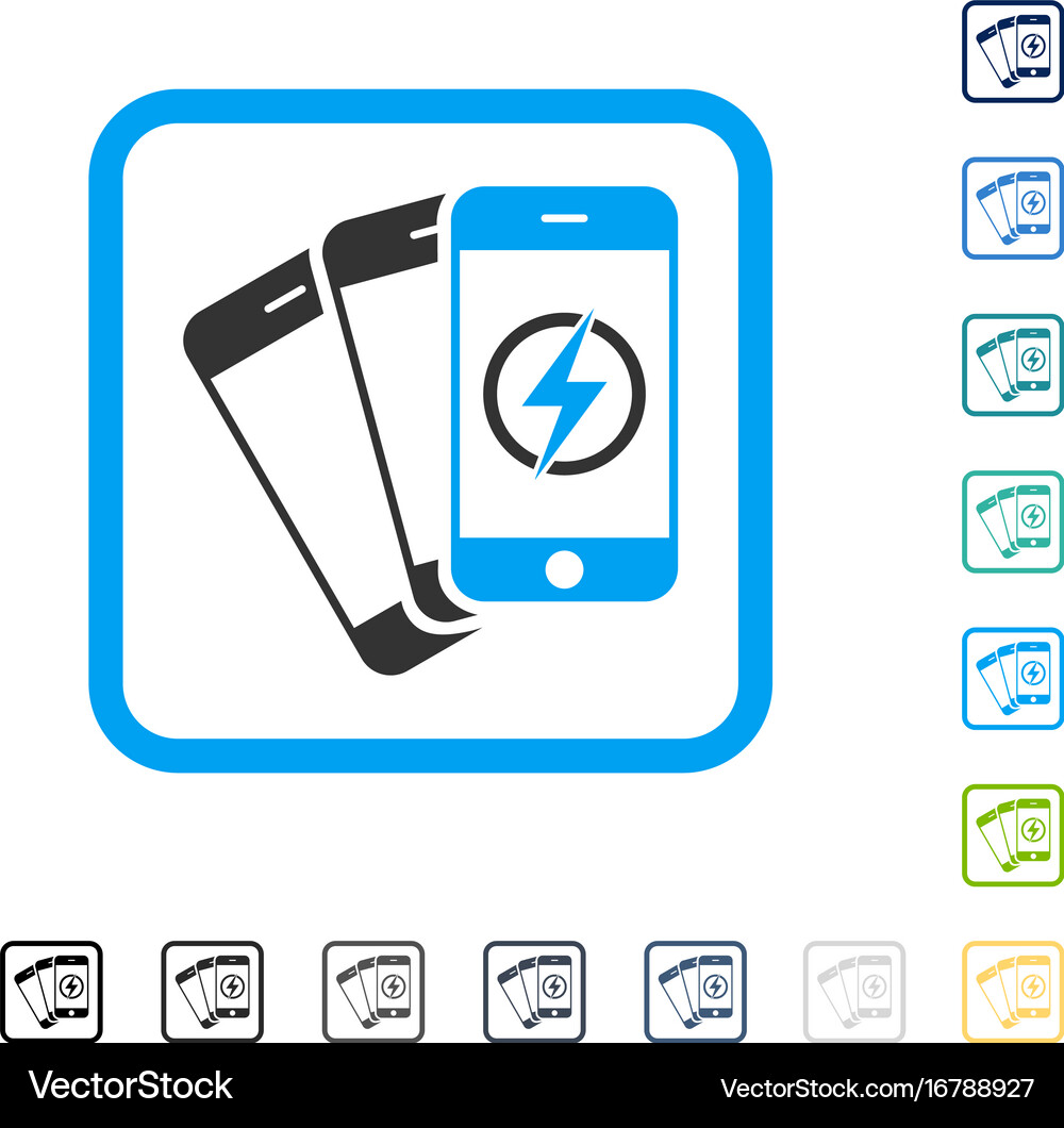 Mobile phones energy framed icon Royalty Free Vector Image