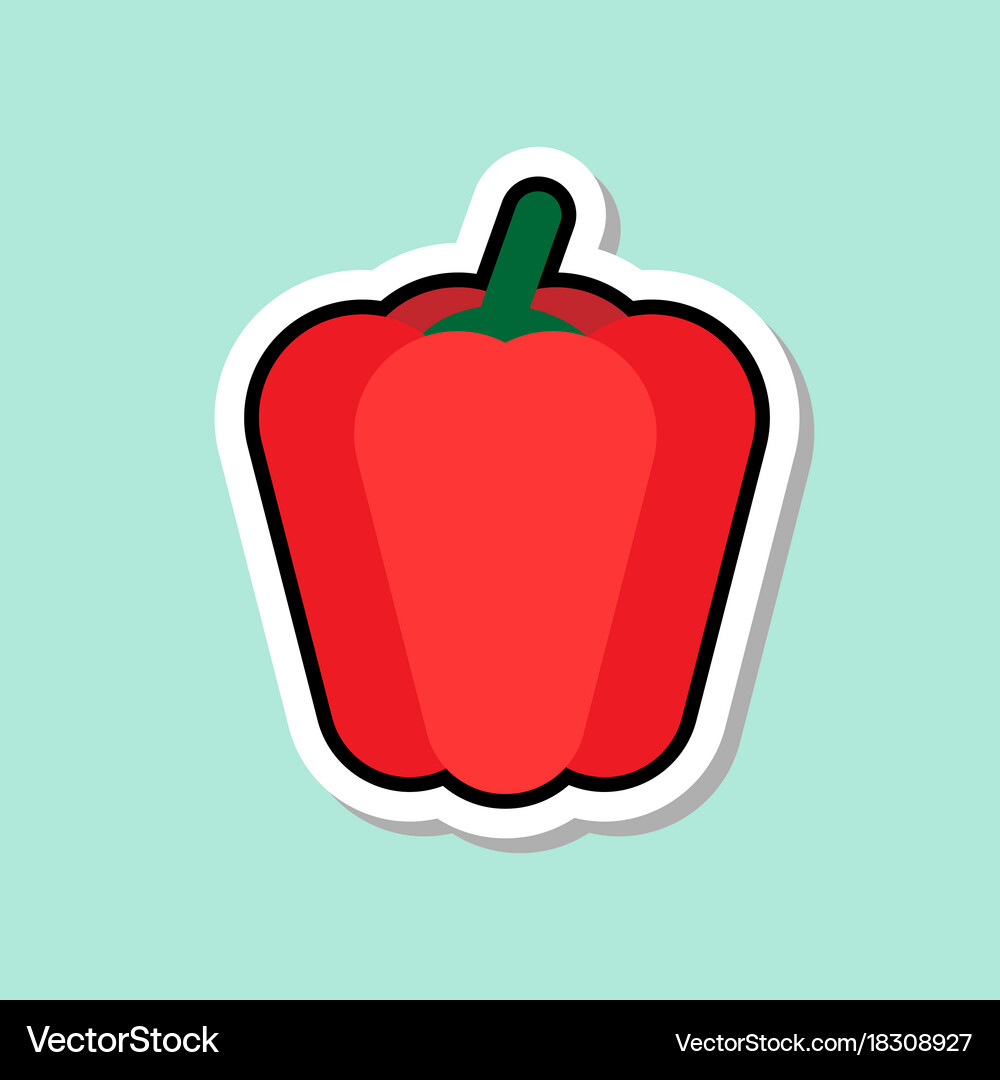 Pepper sticker on blue background colorful Vector Image