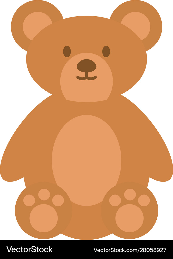 Toy bear animal flat style icon Royalty Free Vector Image