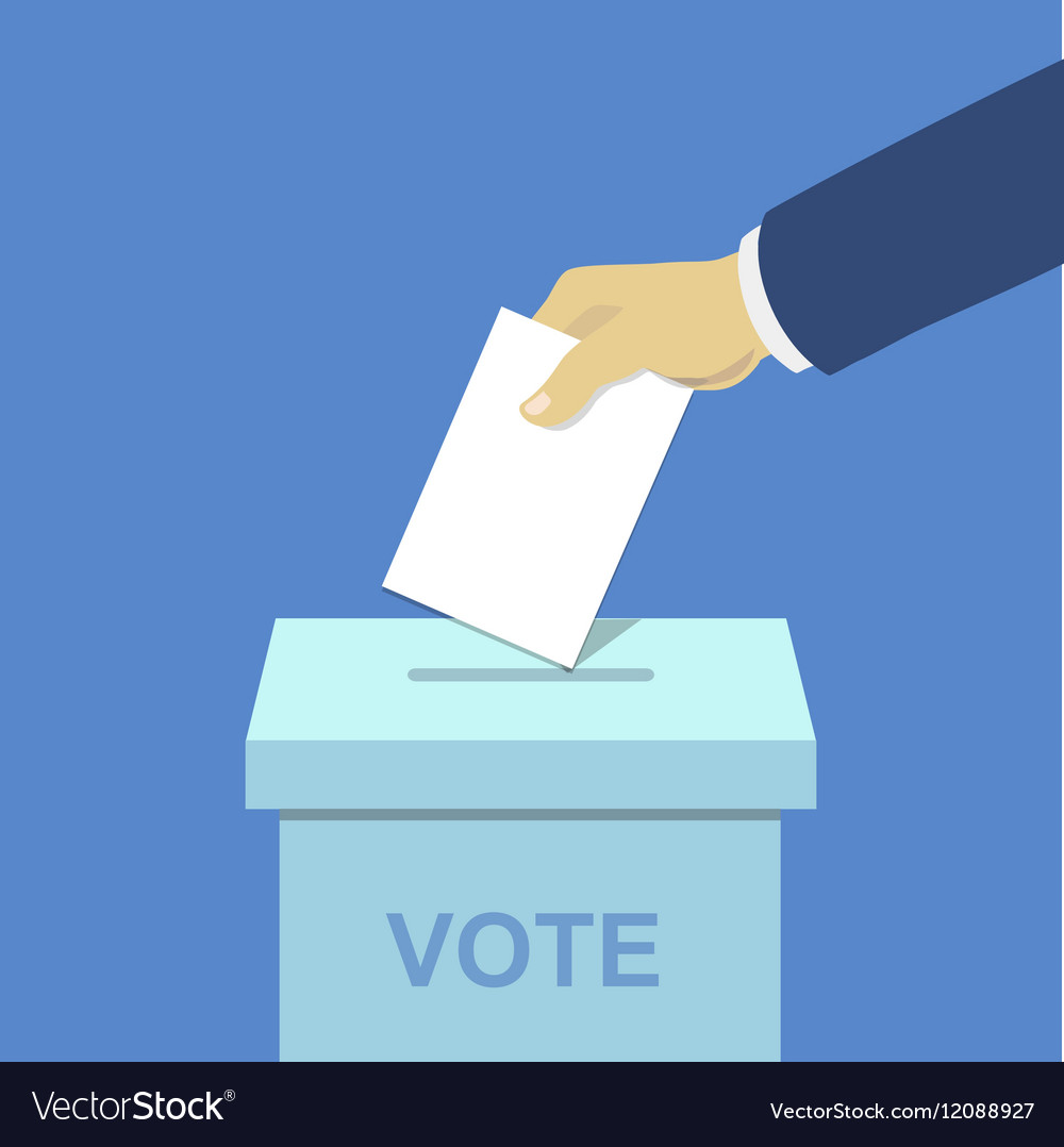 Voting Concept Hand Putting Paper Ballot Box Vector Image