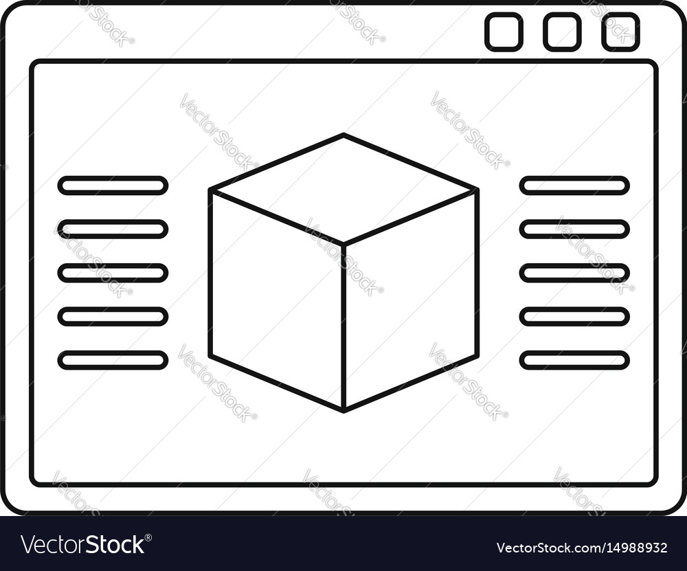3d model icon outline Royalty Free Vector Image