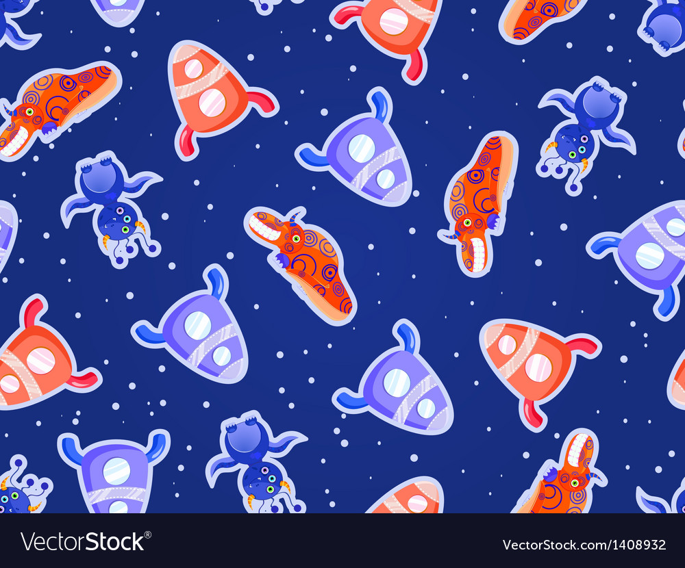 Blue space seamless pattern Royalty Free Vector Image