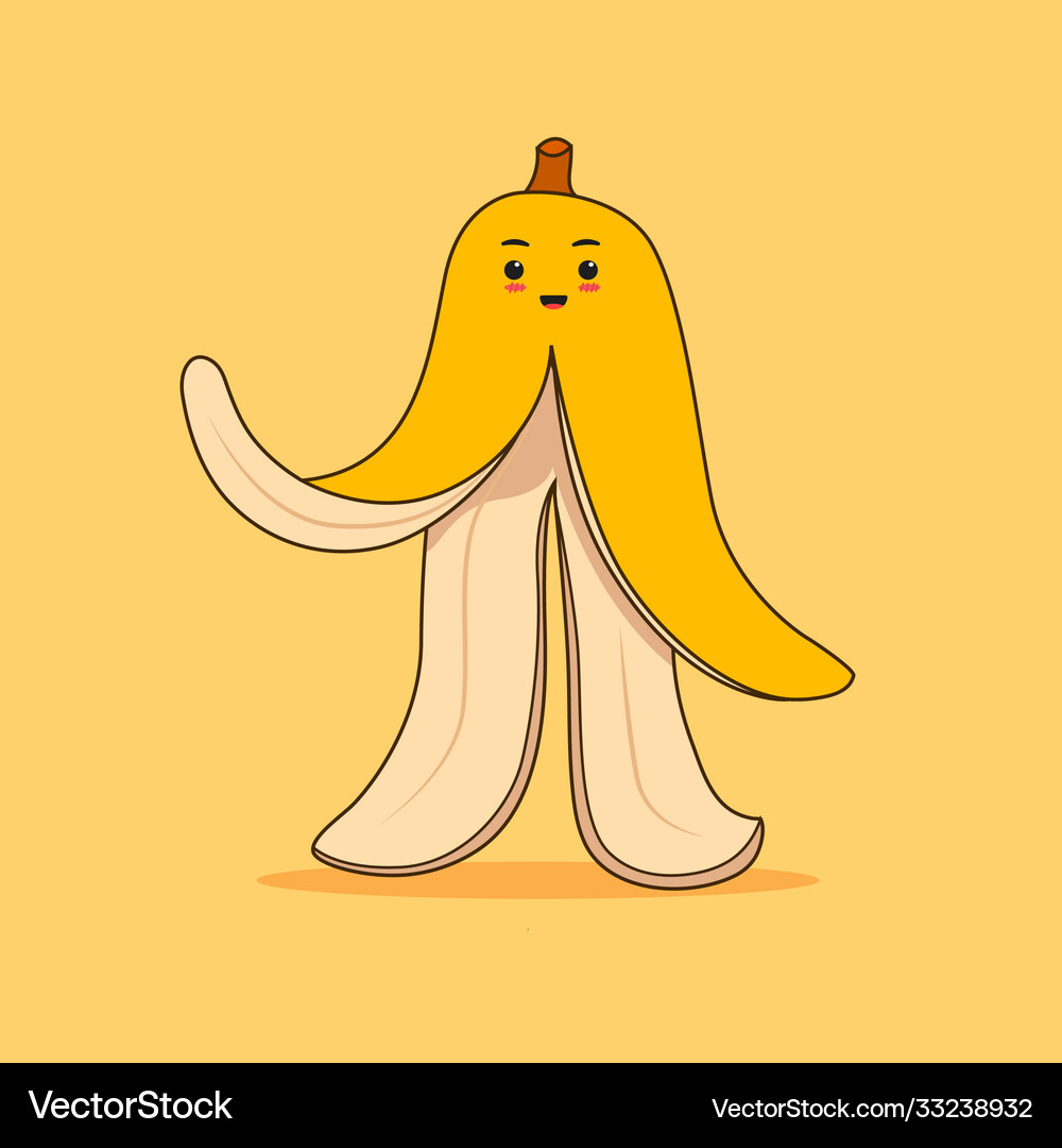 Cute banana skin icon Royalty Free Vector Image