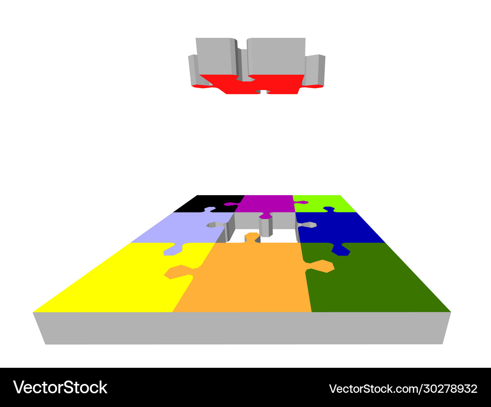 Disconnected puzzle isolated on white 3d colorful Vector Image