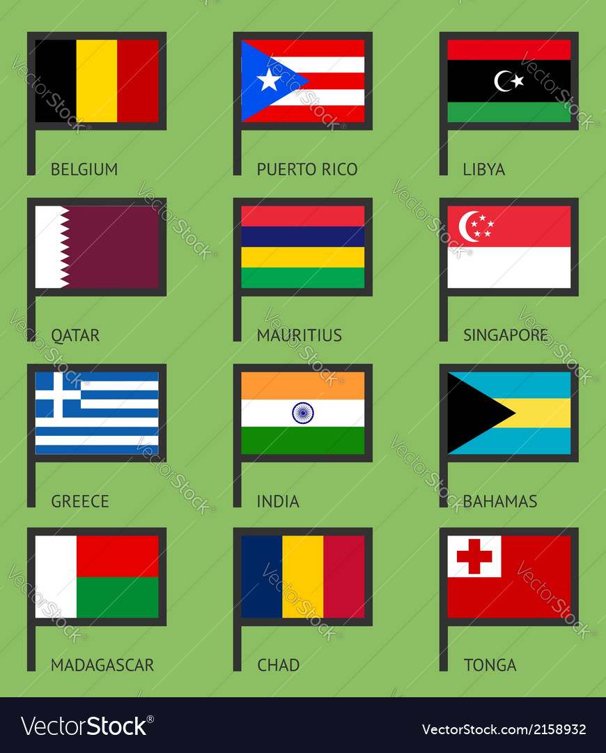 Flags flat set-02 Royalty Free Vector Image - VectorStock