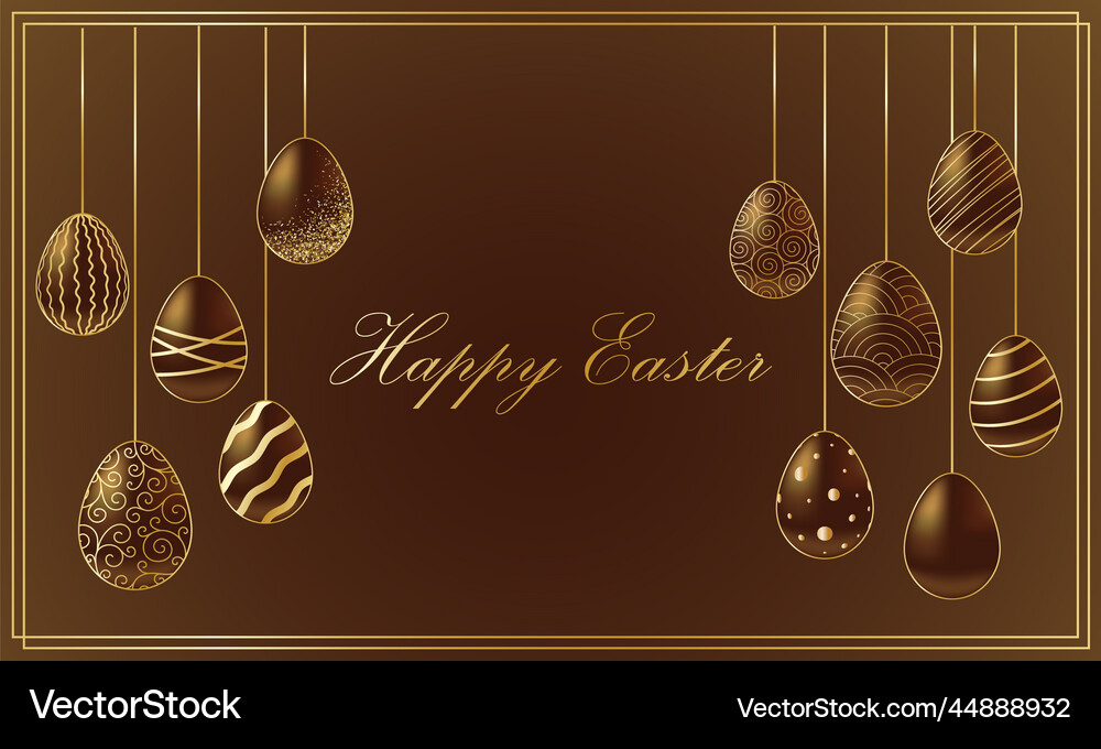 Happy easter greeting card with chocolate golden Vector Image
