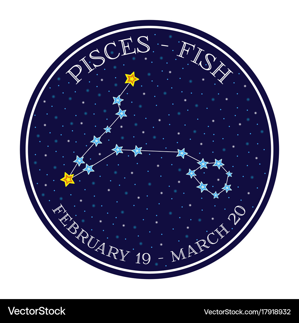 Pisces zodiac constellation in space round icon Vector Image