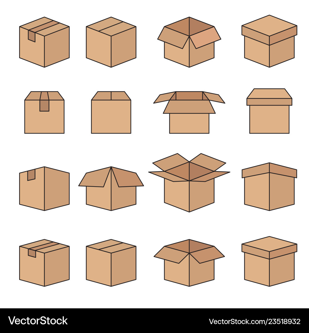 Set of abstract box line icons Royalty Free Vector Image