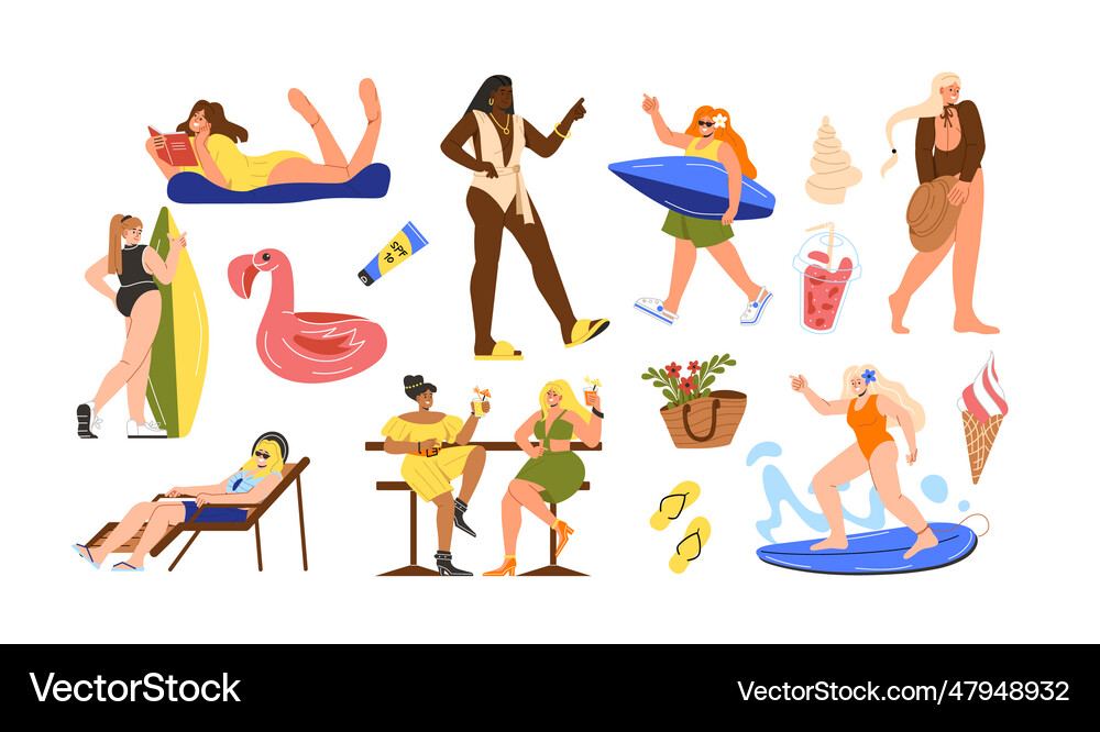 Set of stickers for summer time Royalty Free Vector Image