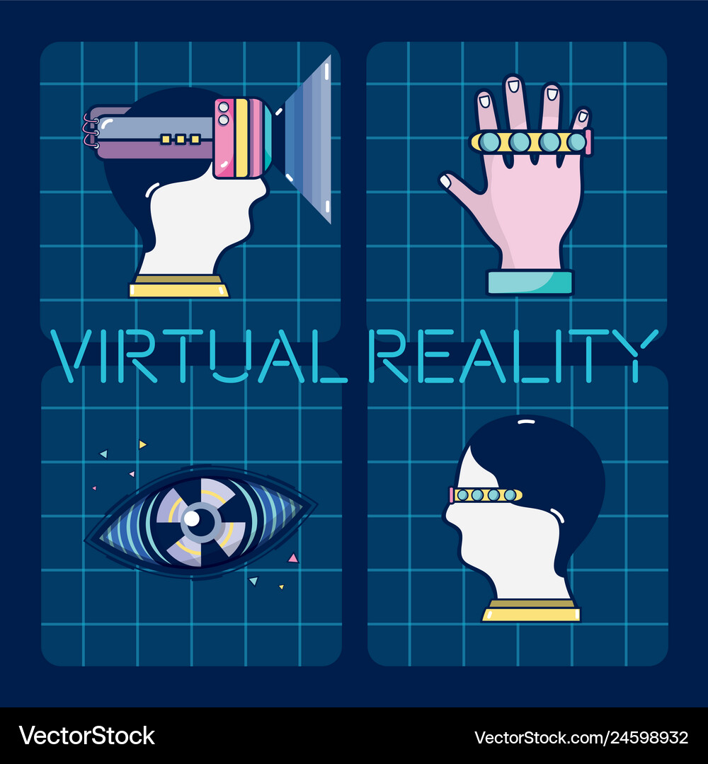Set of virtual reality cartoons Royalty Free Vector Image