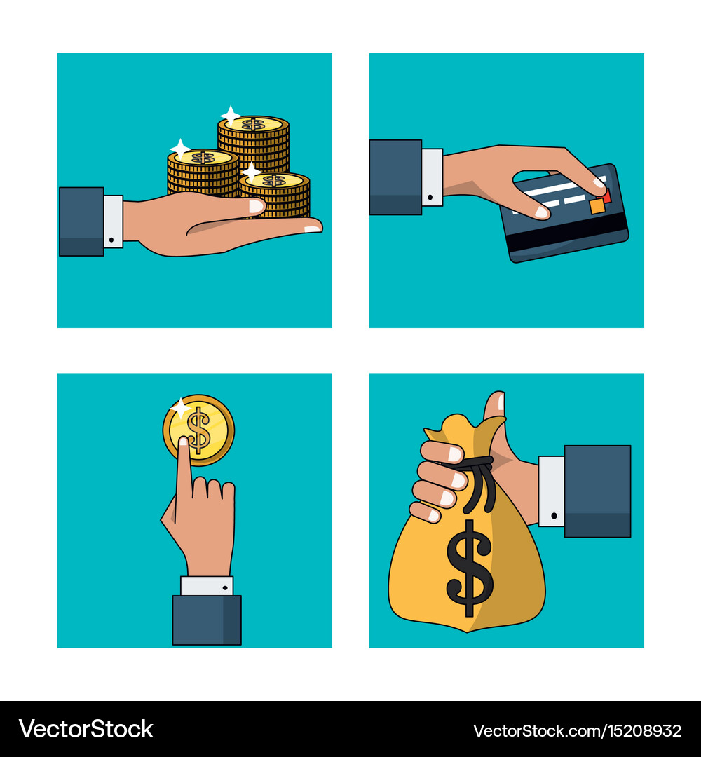 White background with set of frames cash Vector Image