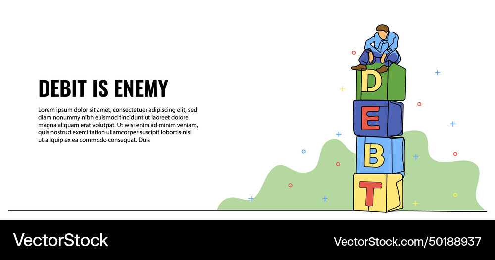 A man stressed because of debt Royalty Free Vector Image