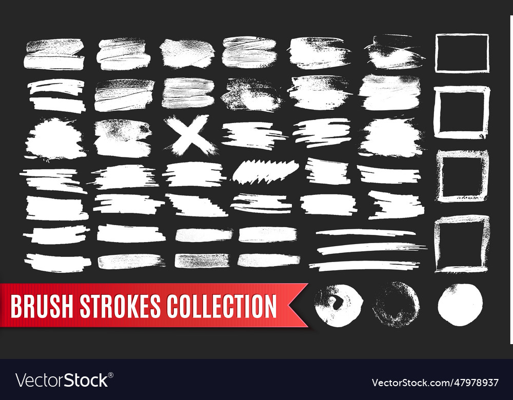 Collection of black paint brush strokes grunge Vector Image