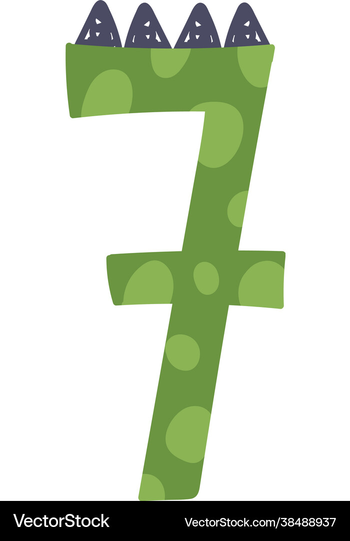 Dinosaur number or numeral seven with spikes Vector Image