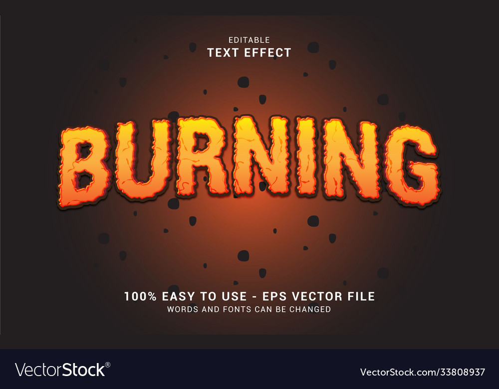 Editable text effect burning style design Vector Image