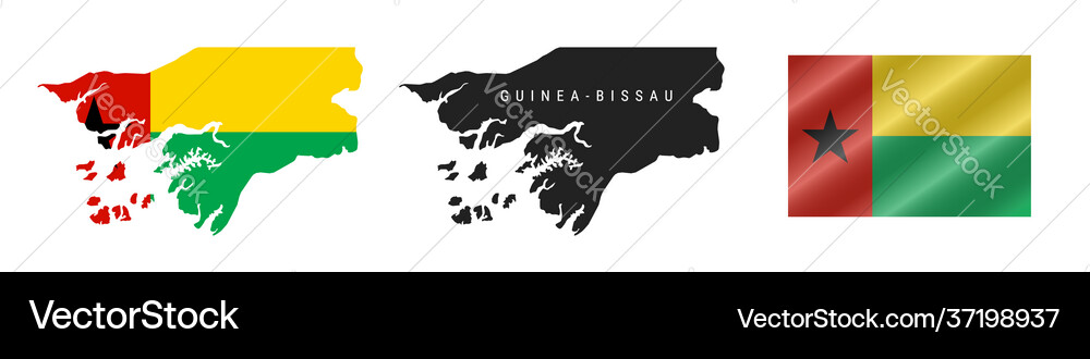 Guinea-bissau detailed flag map Royalty Free Vector Image