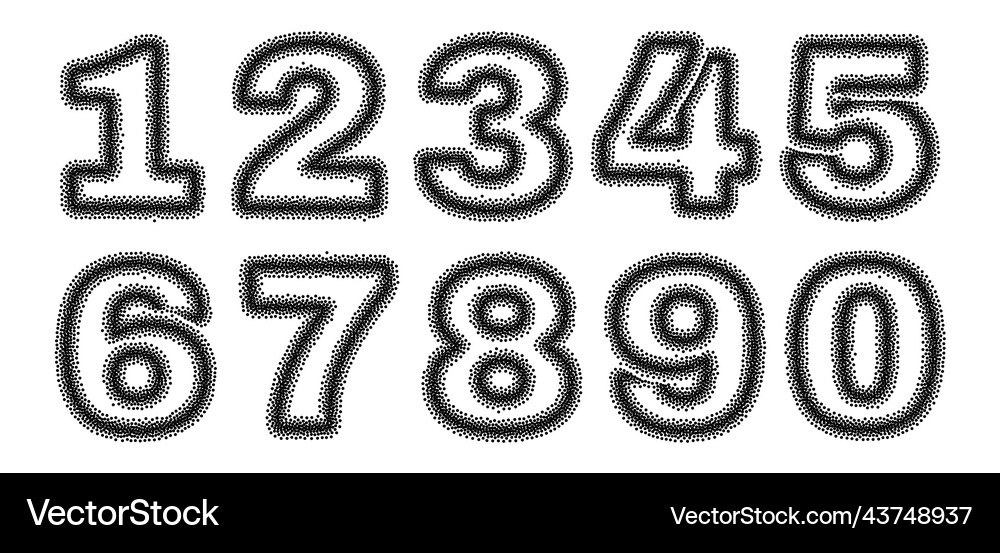 Halftone numbers set half tone numeral symbols Vector Image