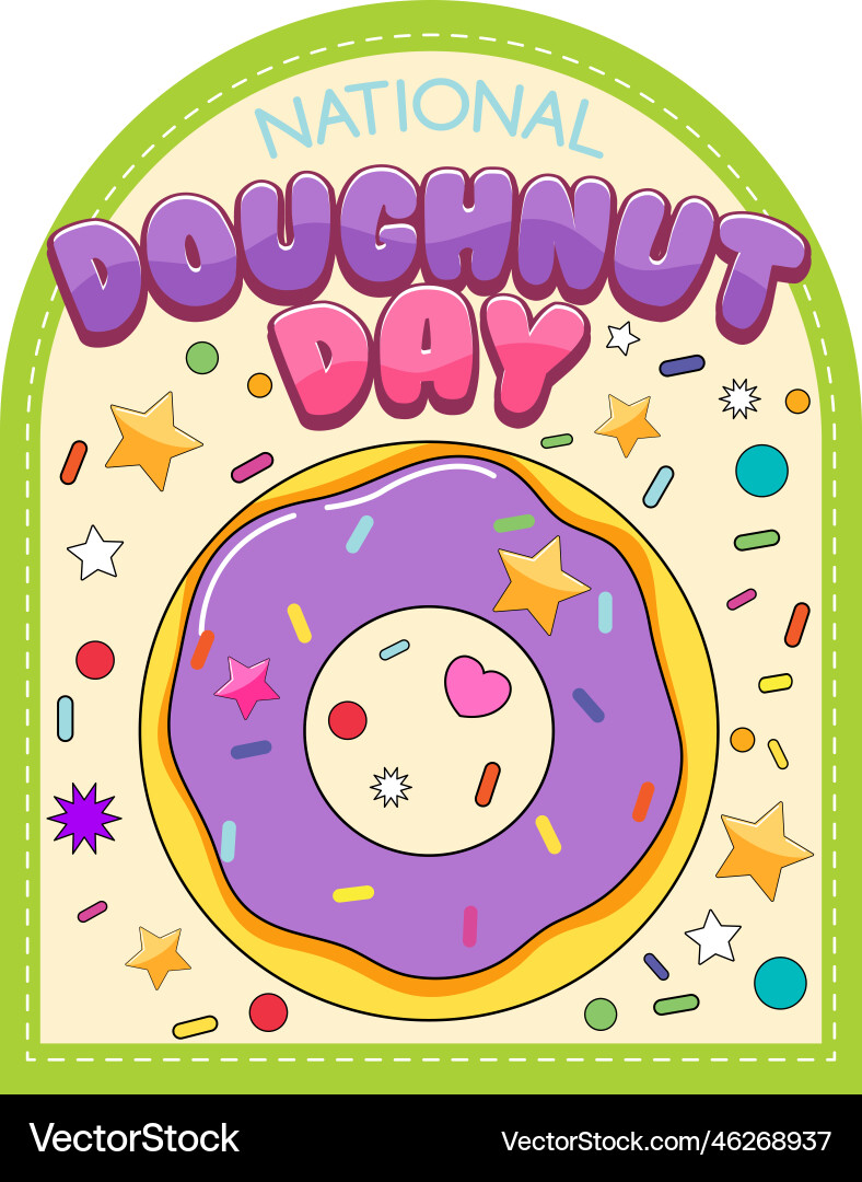 Happy doughnut day in june logo Royalty Free Vector Image