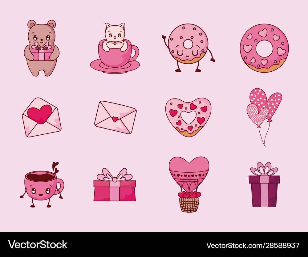 Love and valentines day icon set design Royalty Free Vector