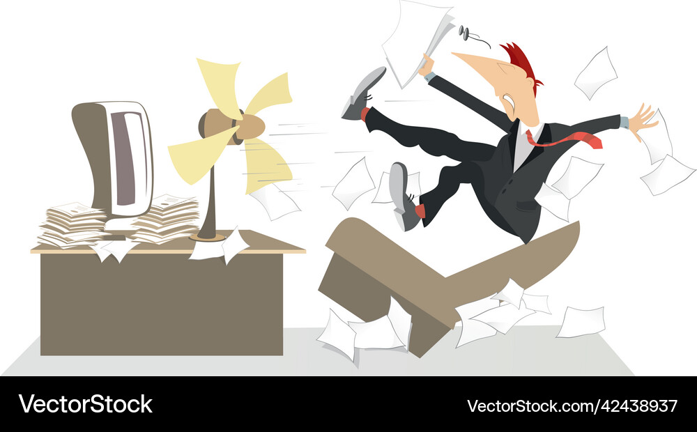 Office businessman big table fan Royalty Free Vector Image