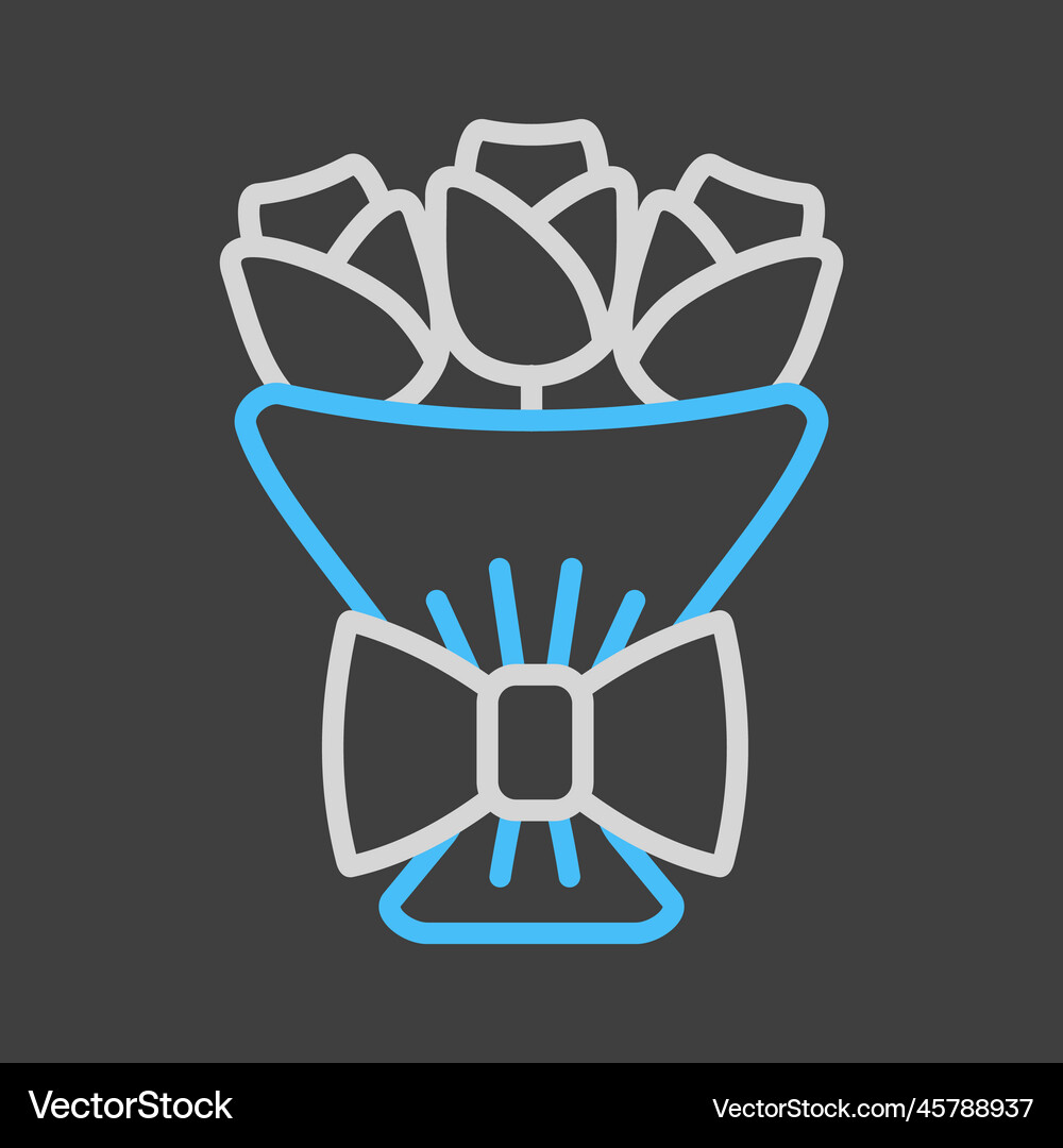 Red roses bouquet on dark background icon Vector Image
