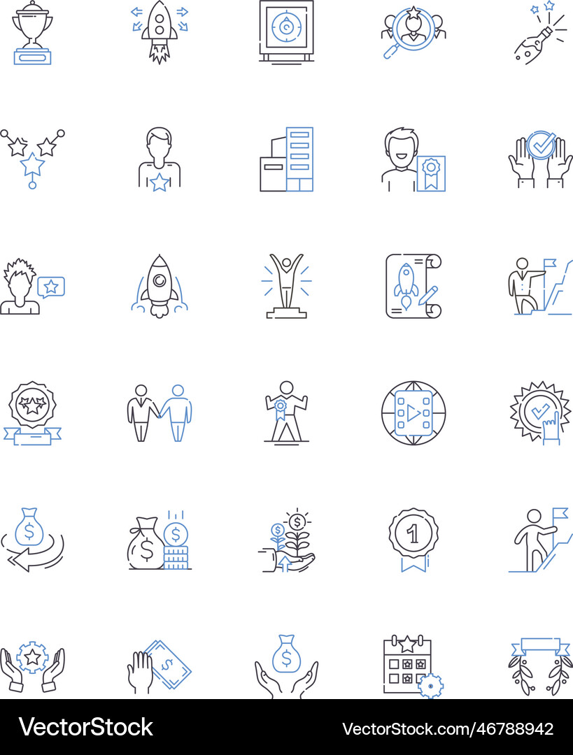 Abundance line icons collection prosperity Vector Image