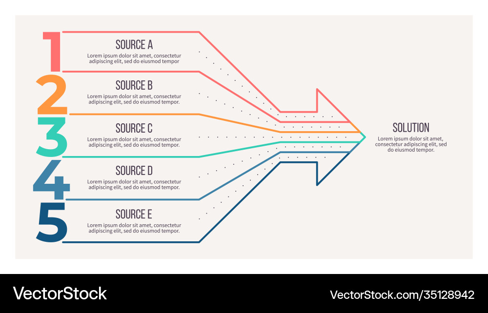 Business infographic arrow chart with 5 number Vector Image