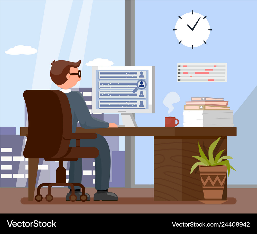 Employer in office cartoon Royalty Free Vector Image