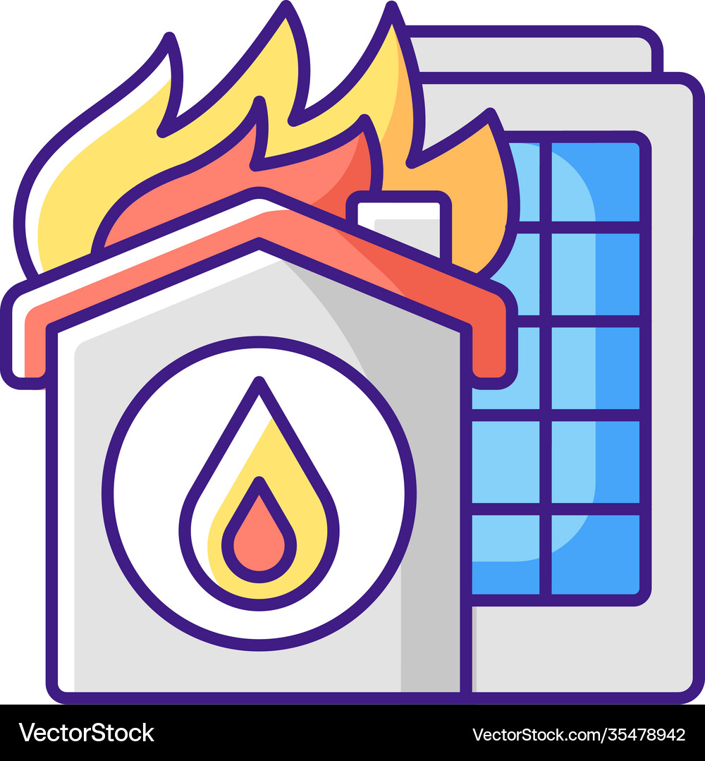 Home fire rgb color icon Royalty Free Vector Image