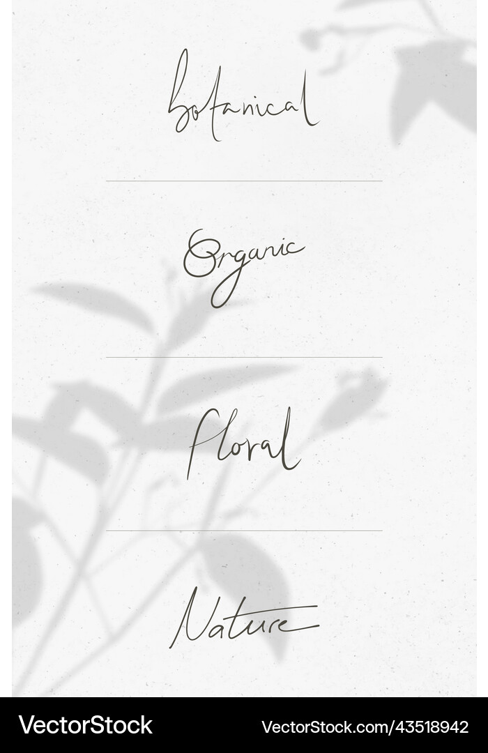 Nature words in minimal handwritten typography Vector Image
