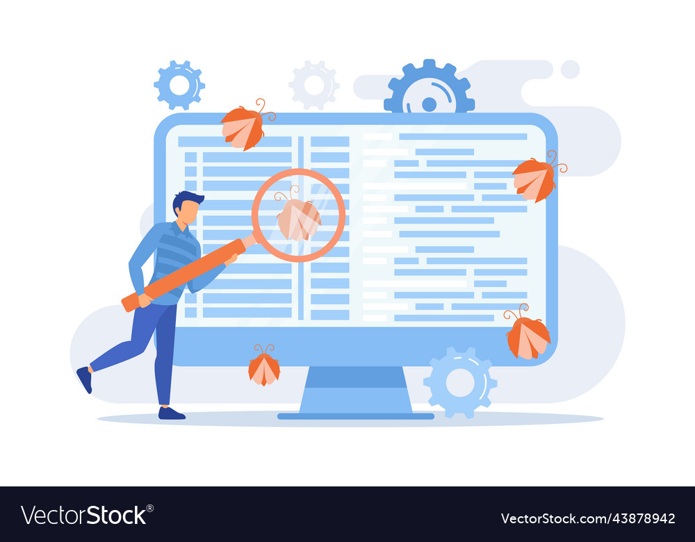 Software testing programmer magnifier looking Vector Image Software testing programmer magnifier looking Vector Image