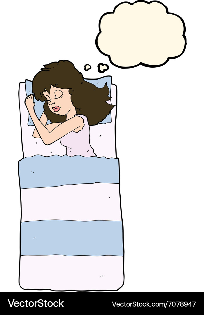 Cartoon sleeping woman with thought bubble Vector Image
