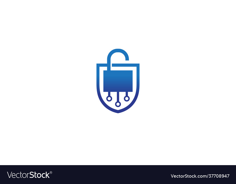 Creative shield lock tech logo Royalty Free Vector Image