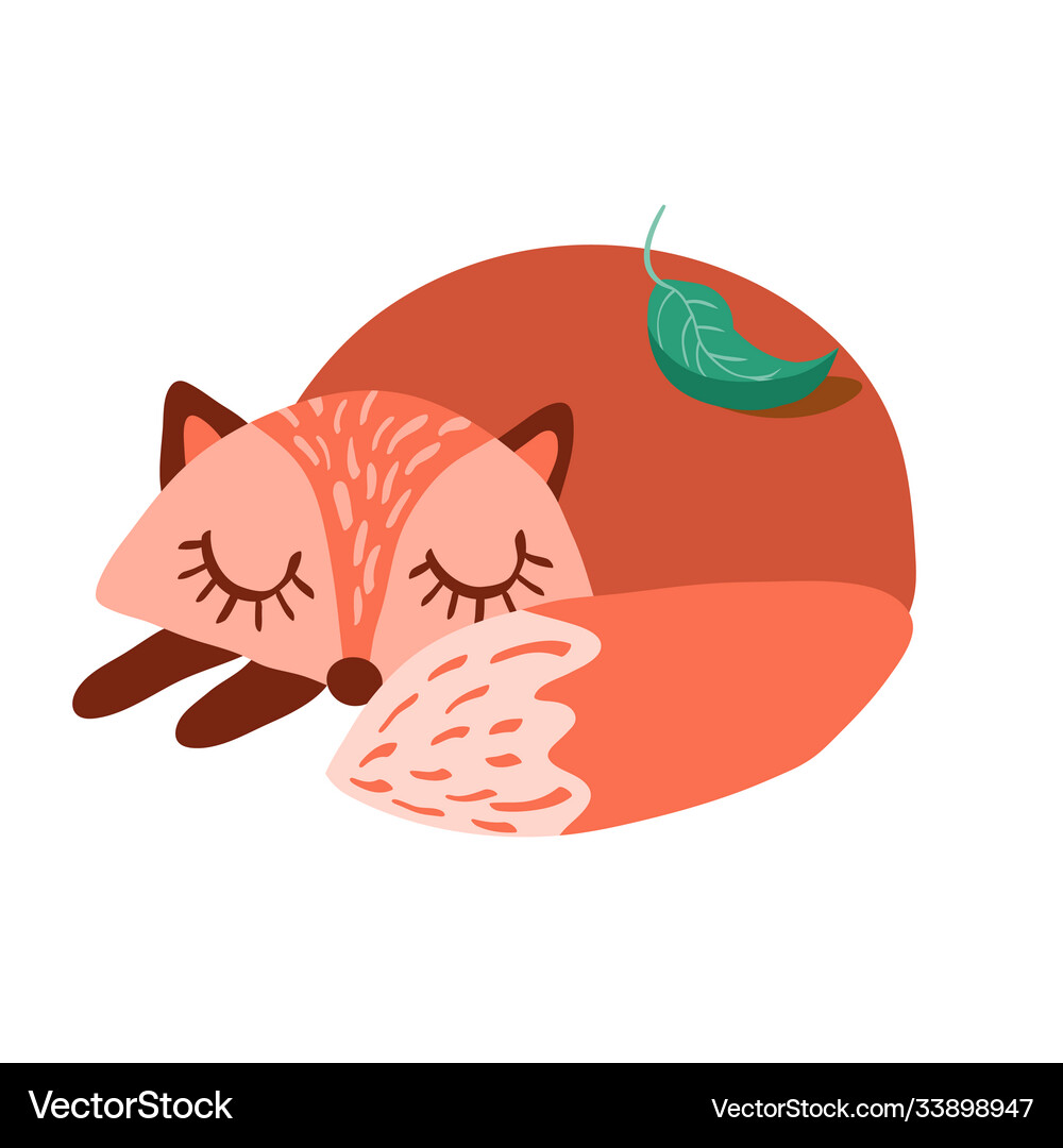 Cute cartoon fox in simple naive style Royalty Free Vector