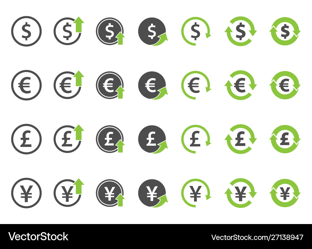 Finance icon set currency exchange signs Vector Image