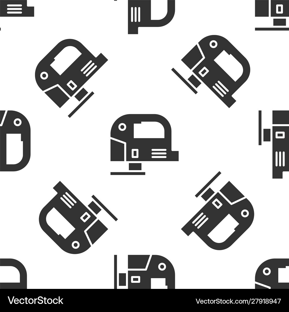 Grey electric jigsaw with steel sharp blade icon Vector Image