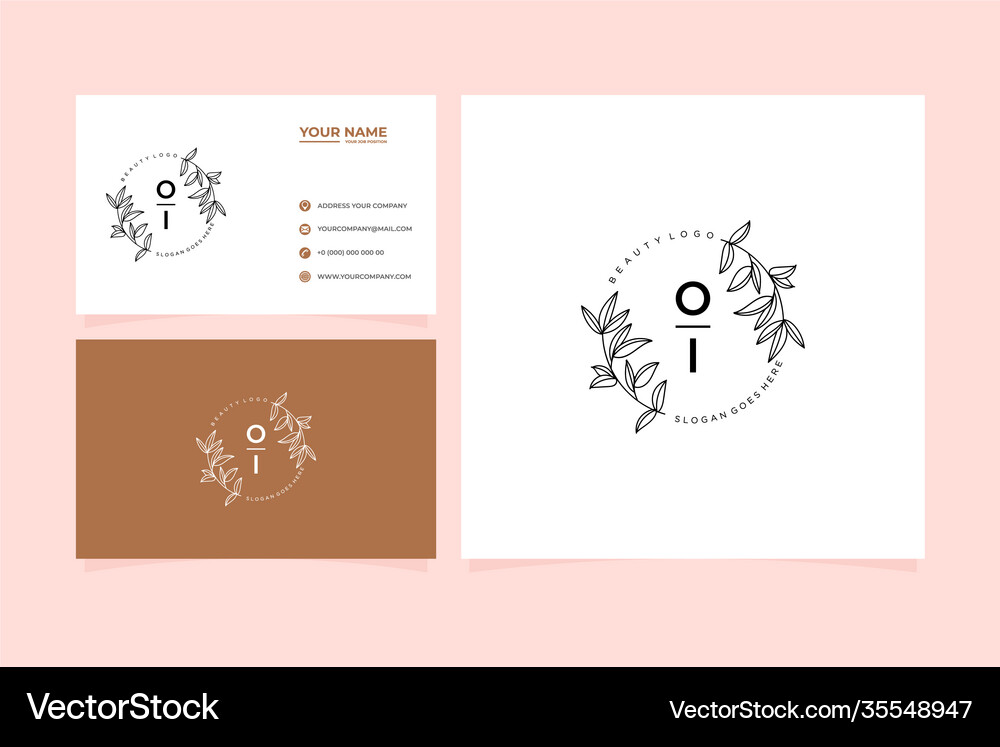 Initial oi letters beautiful floral feminine Vector Image