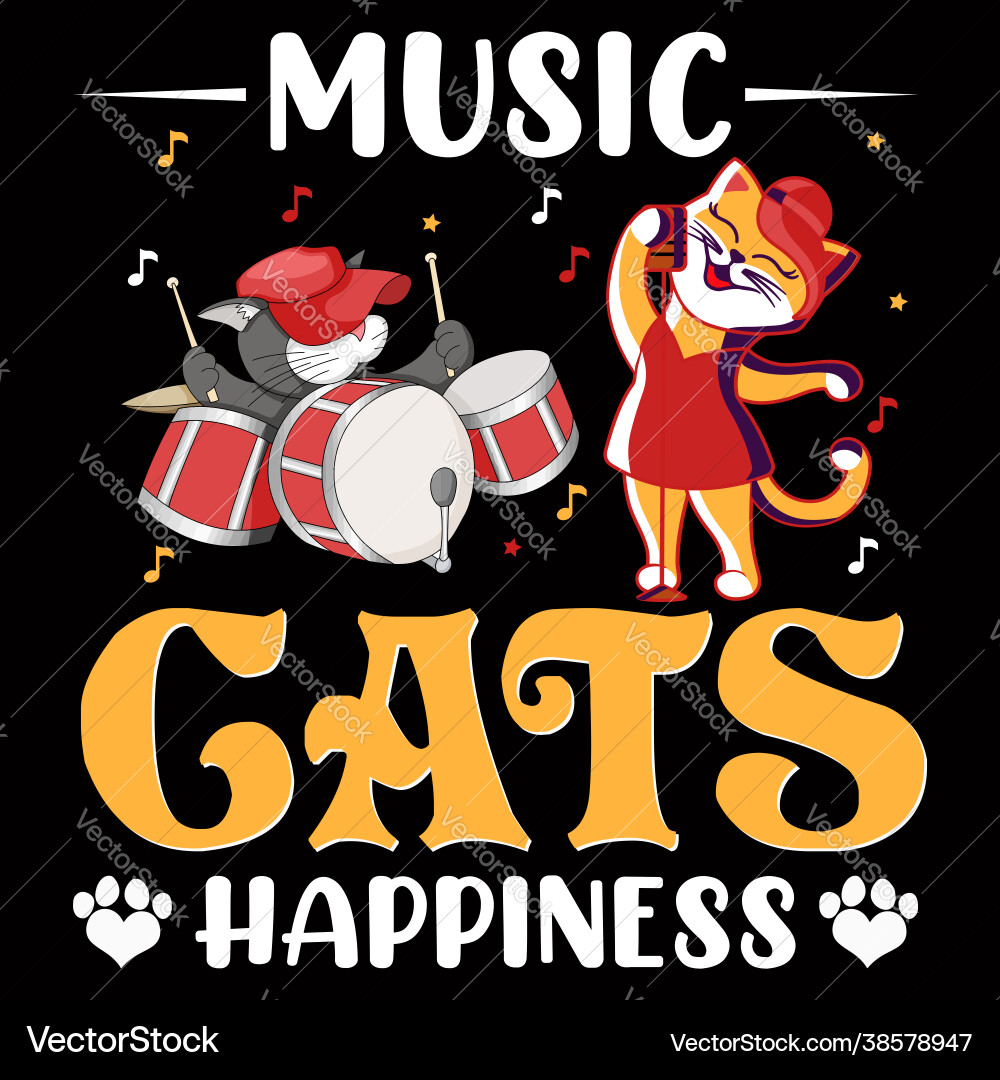 Music cats happiness Royalty Free Vector Image