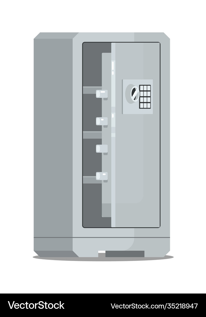 Open metal money storage safe with digital lock Vector Image