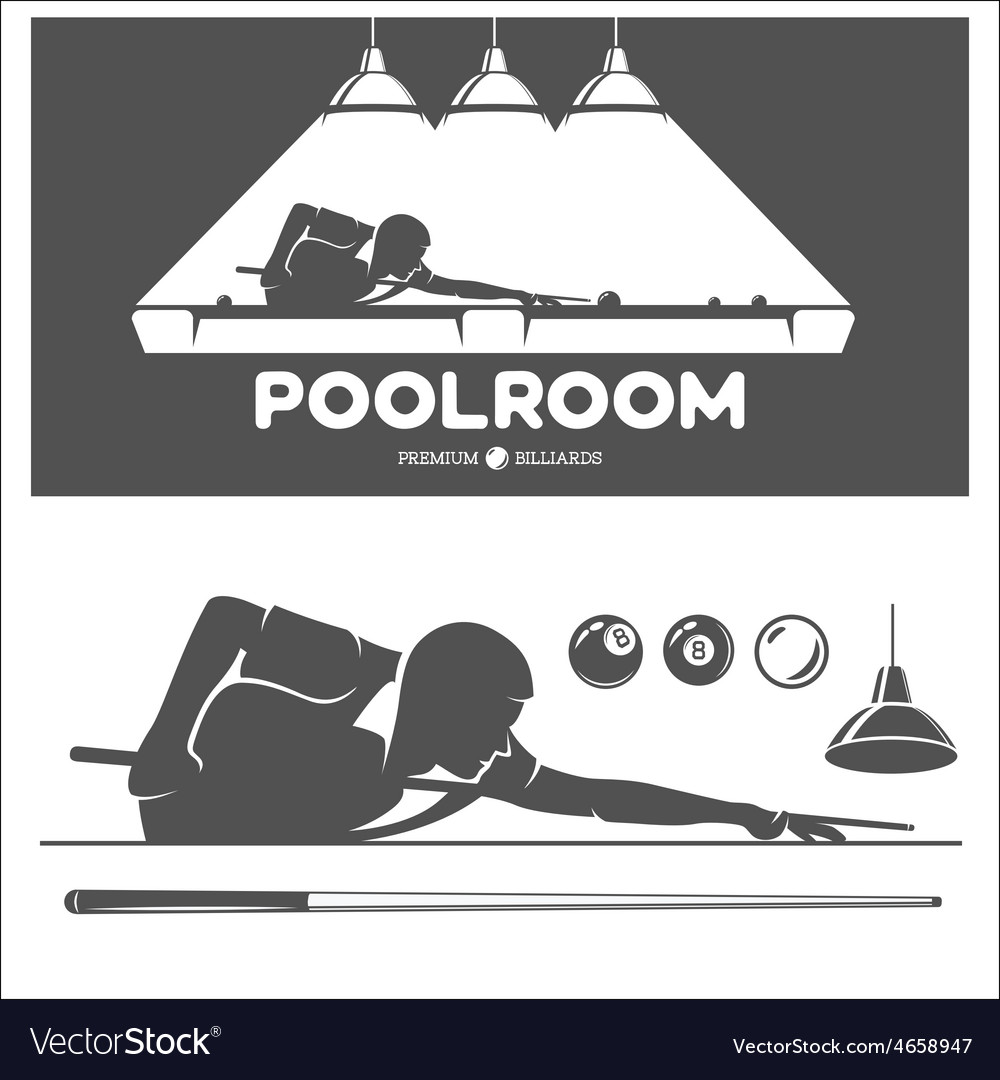 Poolroom set Royalty Free Vector Image - VectorStock