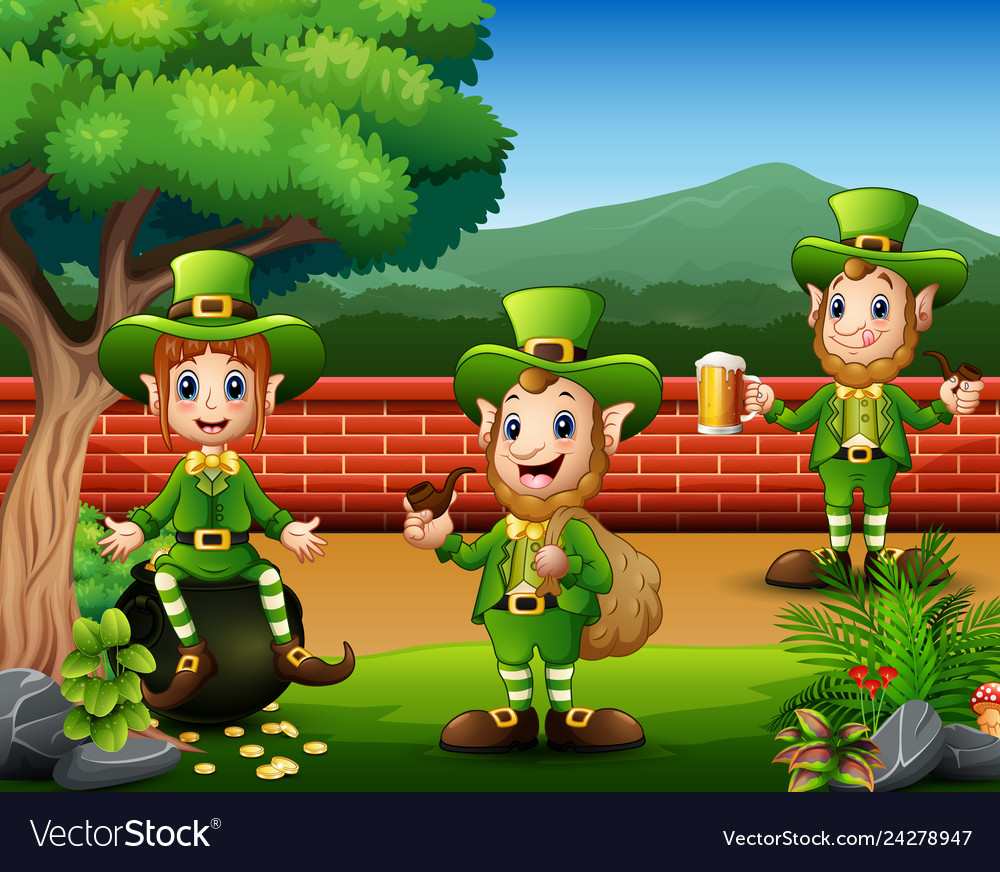 Saint patricks day leprechaun celebrate on the bea