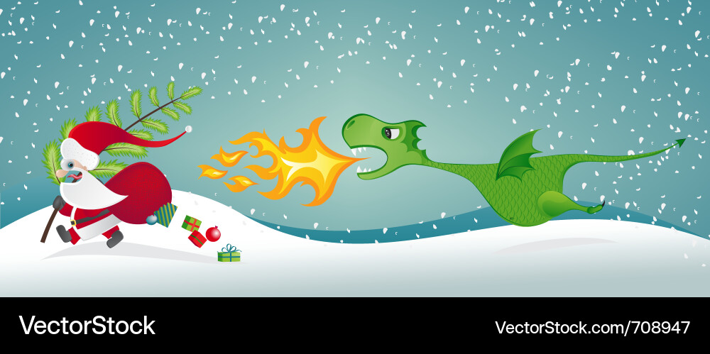 Santa claus and the dragon Royalty Free Vector Image