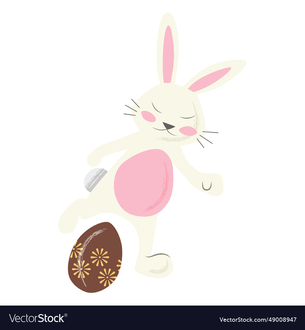 Soccer rabbit easter egg kick Royalty Free Vector Image